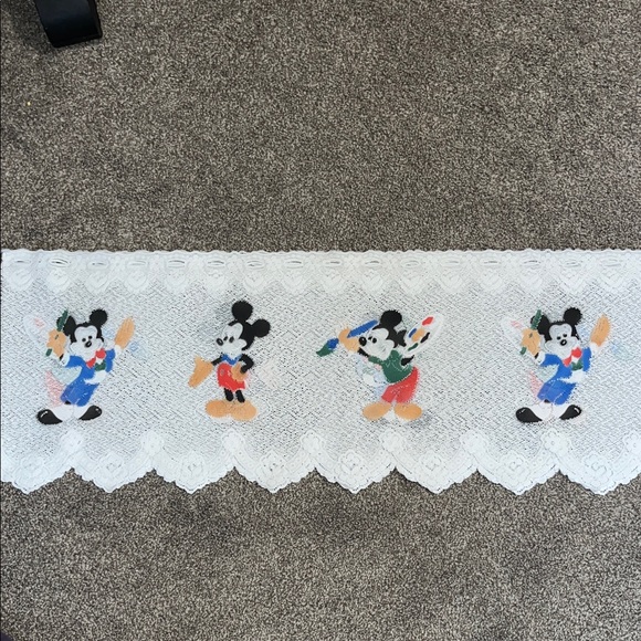 Disney | Accents | Vintage Disney Mickey Mouse Lace Window Valance 3 ...